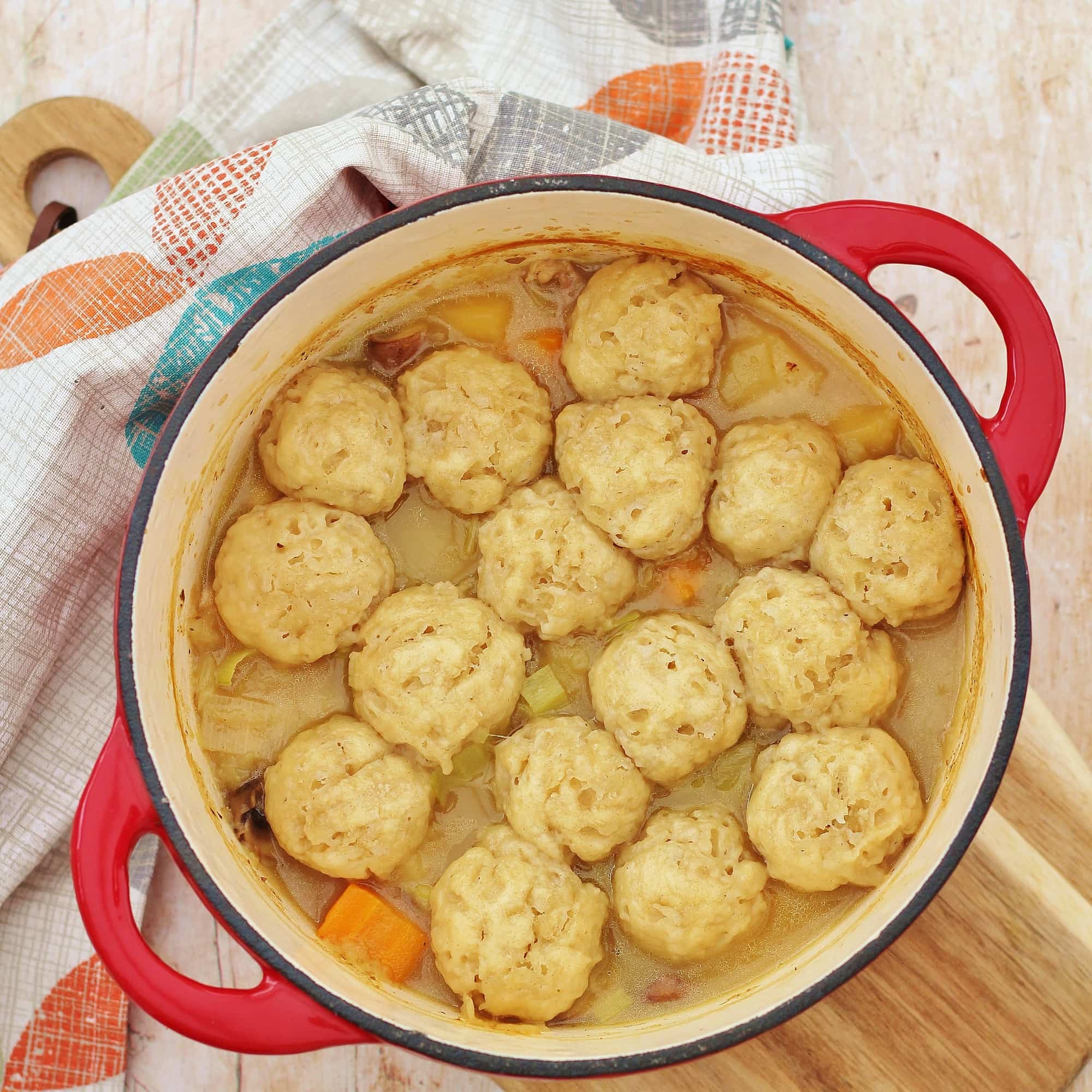 Roast Chicken Leftovers Stew with Easy Peasy Dumplings - Easy Peasy Foodie