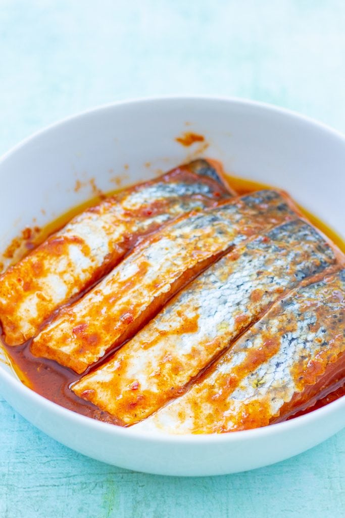 Harissa Salmon with Herby Couscous - Easy Peasy Foodie