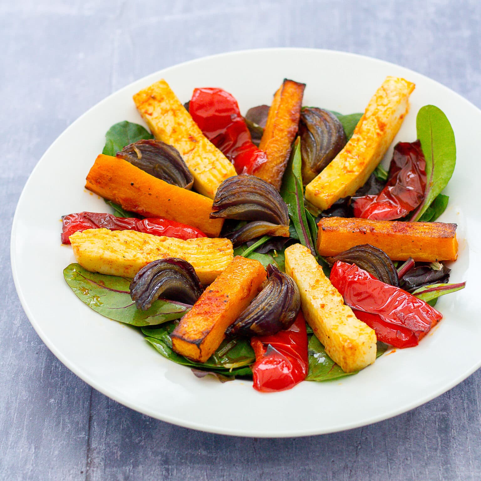 Warm Butternut Squash, Harissa and Halloumi Salad - Easy Peasy Foodie