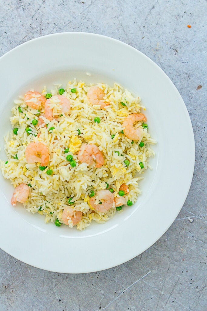 Egg Fried Rice with Prawns and Peas - Easy Peasy Foodie