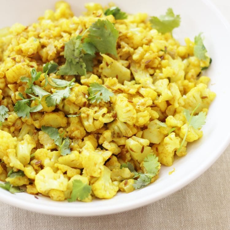 Indian Spiced Cauliflower Rice (Vegan) - Easy Peasy Foodie