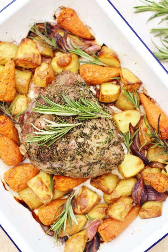 Herb Crusted Lamb Mini Roast Traybake - Easy Peasy Foodie
