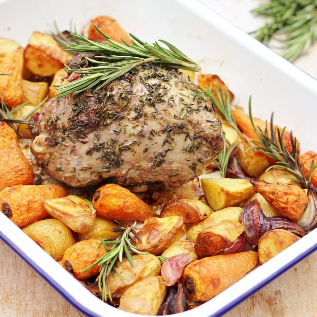 Herb Crusted Lamb Mini Roast Traybake - Easy Peasy Foodie