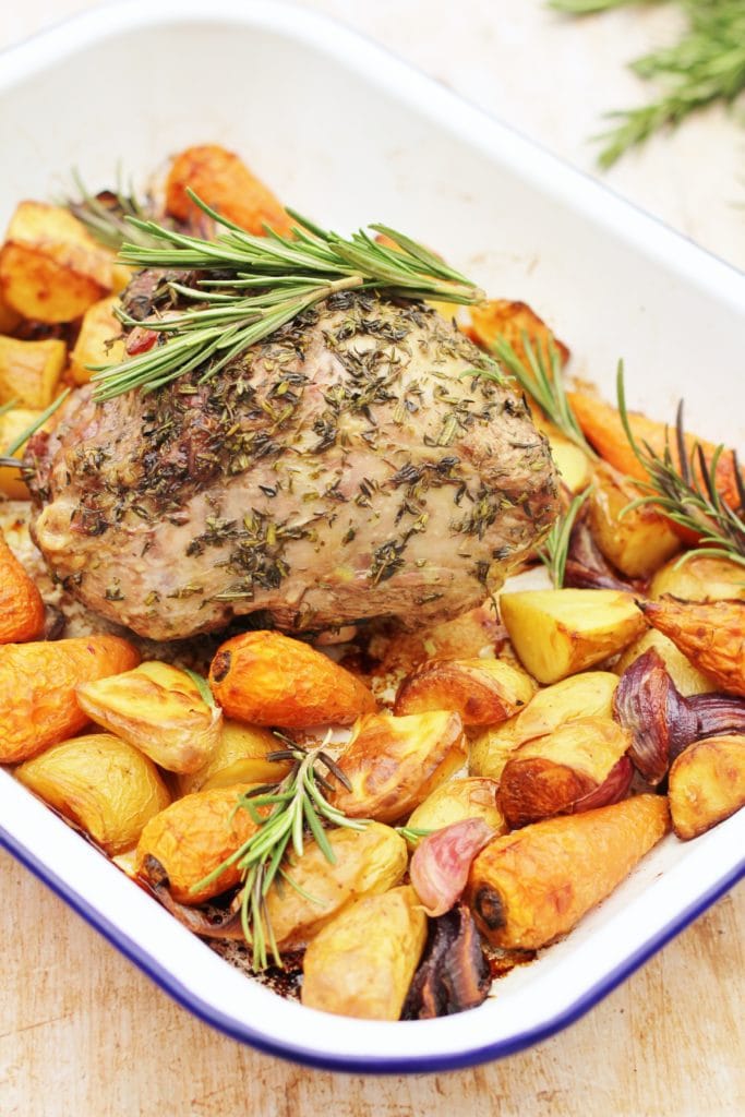 Herb Crusted Lamb Mini Roast Traybake - Easy Peasy Foodie