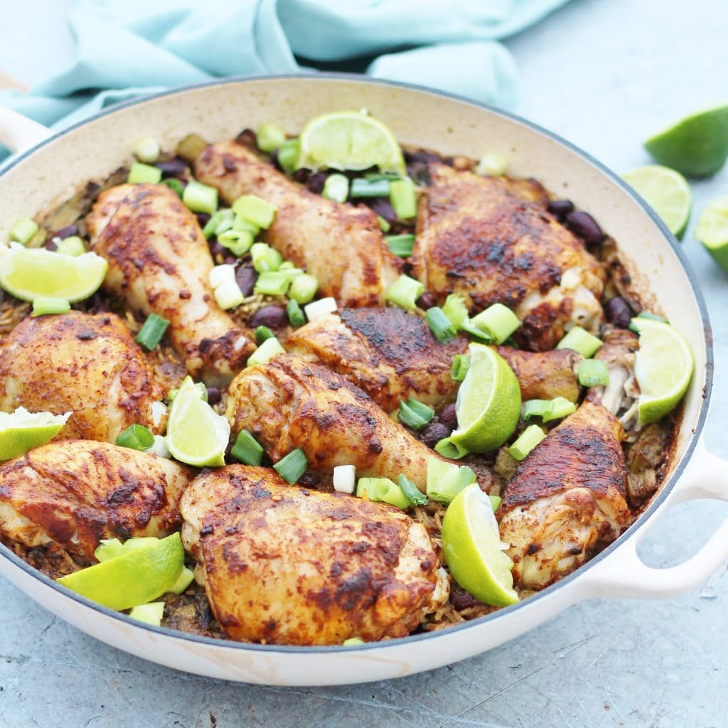 One Pot Jamaican Jerk Chicken, Rice and Beans - Easy Peasy Foodie
