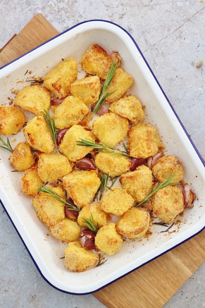 Polenta Roast Potatoes with Rosemary and Garlic - Easy Peasy Foodie