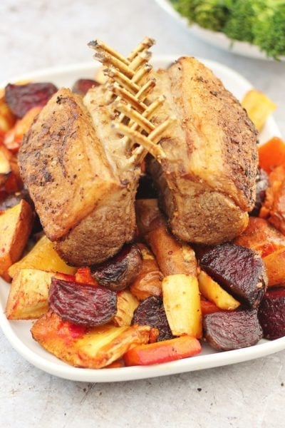 Spiced Rack of Lamb with Honey Roasted Root Vegetables - Easy Peasy Foodie