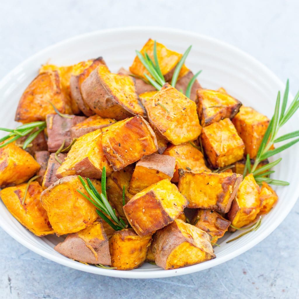 Easy Roast Sweet Potatoes with Rosemary and Garlic - Easy Peasy Foodie