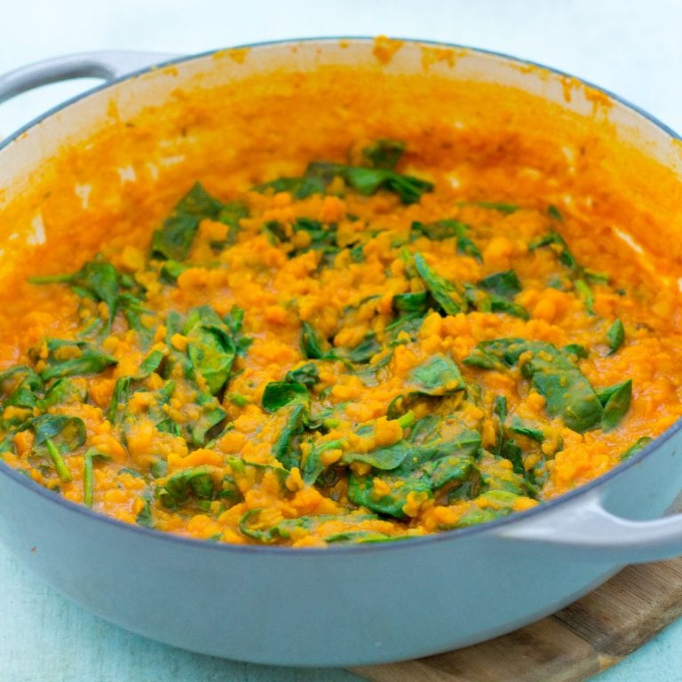 Easy Yellow Split Pea and Spinach Dhal (Vegan) - Easy Peasy Foodie