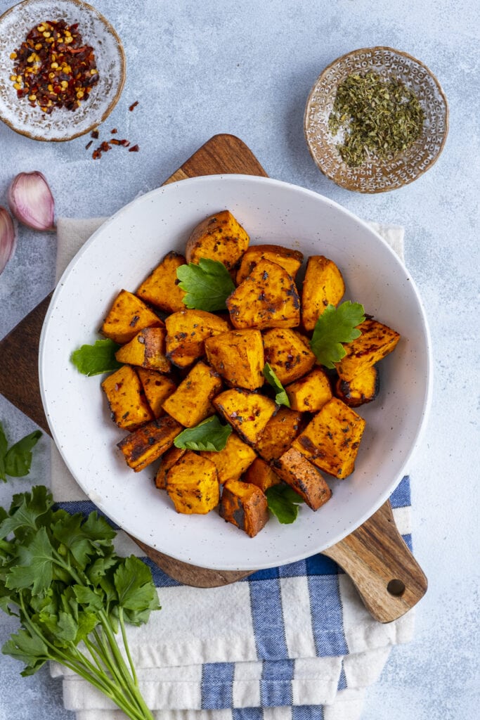 Roasted Peri Peri Sweet Potato Cubes (Nando’s Inspired) - Easy Peasy Foodie