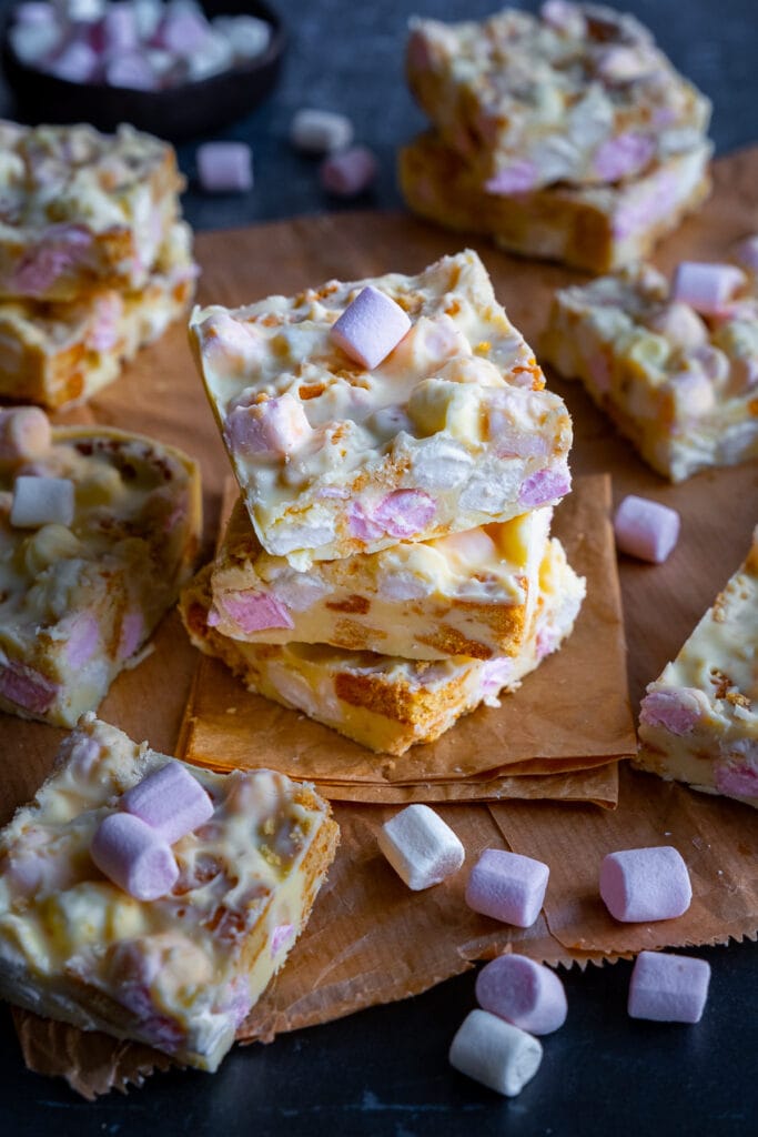 Easy White Chocolate Rocky Road (Only 3 Ingredients!) - Easy Peasy Foodie