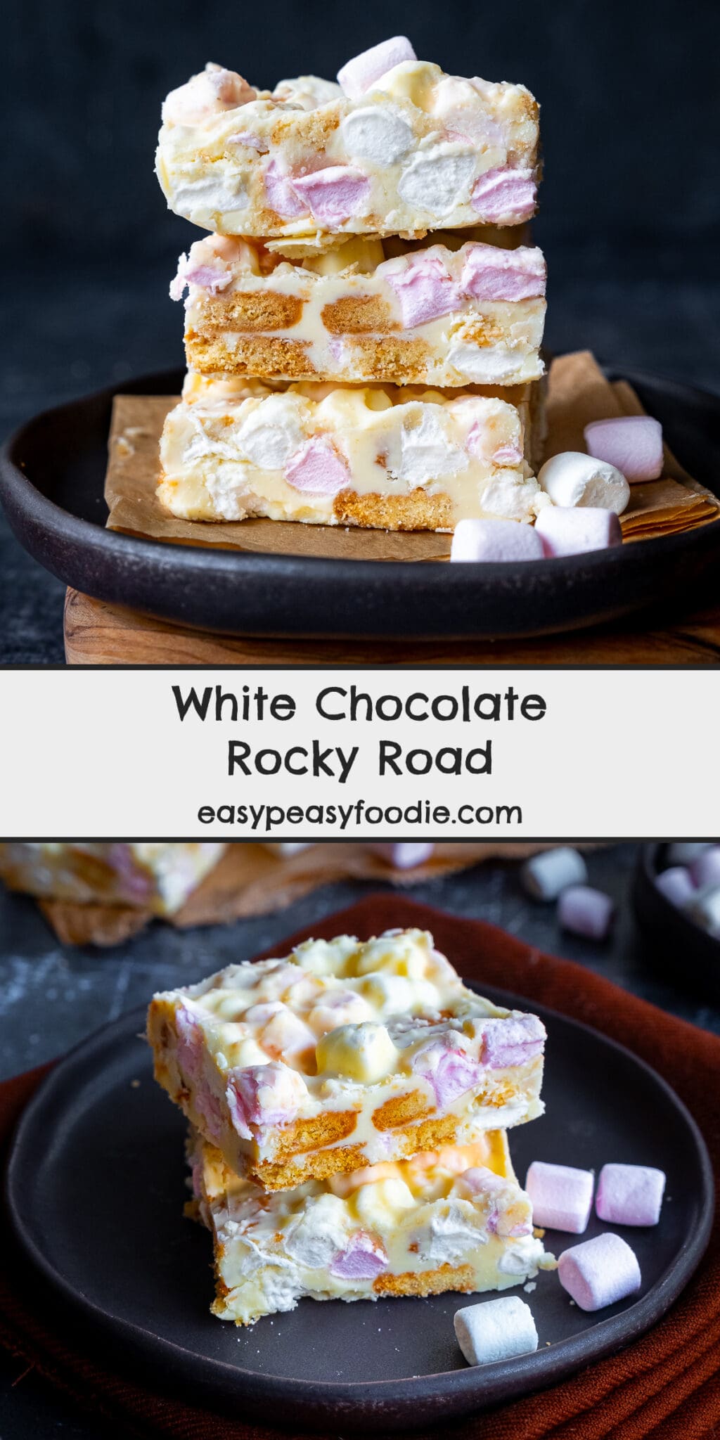 Easy White Chocolate Rocky Road (Only 3 Ingredients!) - Easy Peasy Foodie