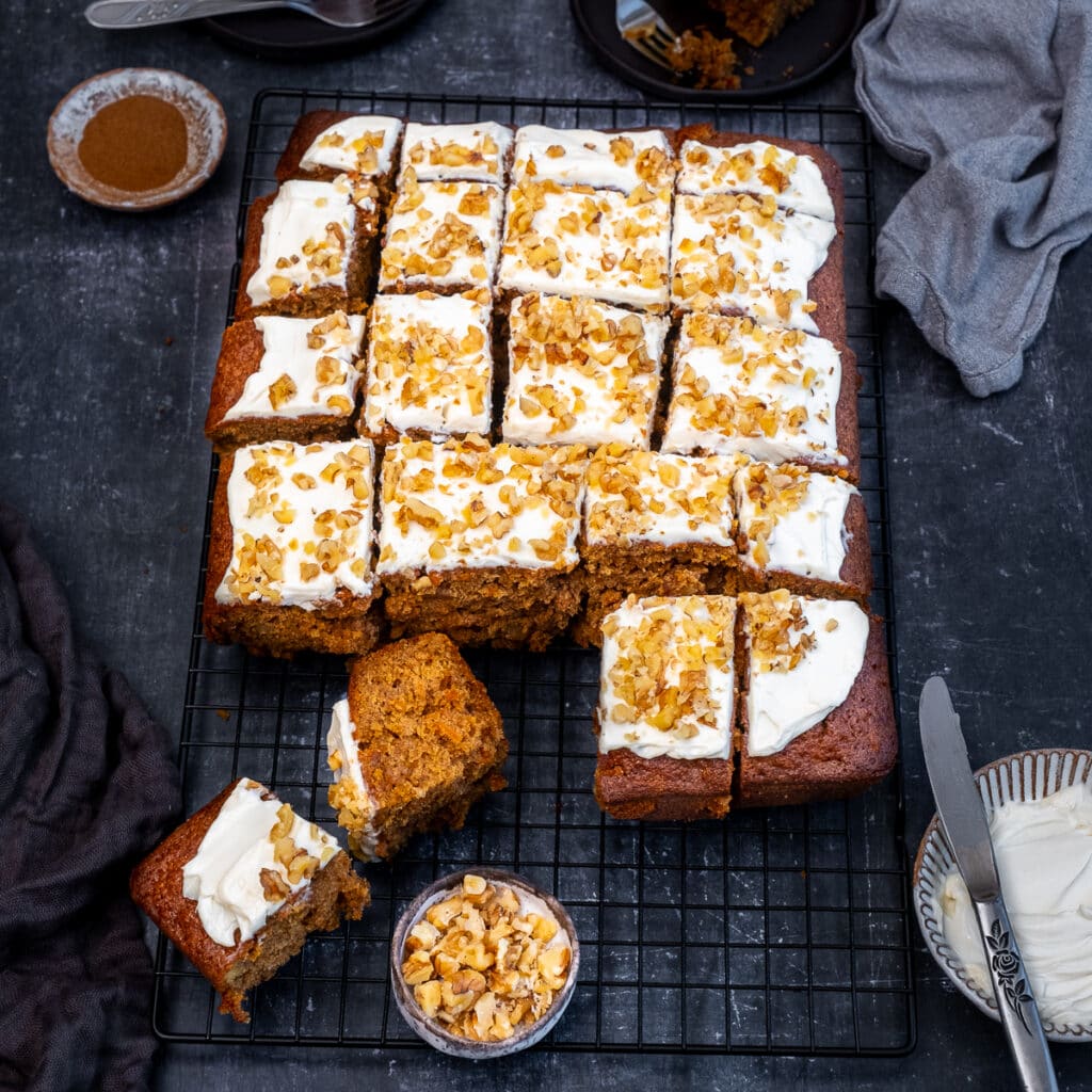 Easy Carrot Cake Traybake - Easy Peasy Foodie