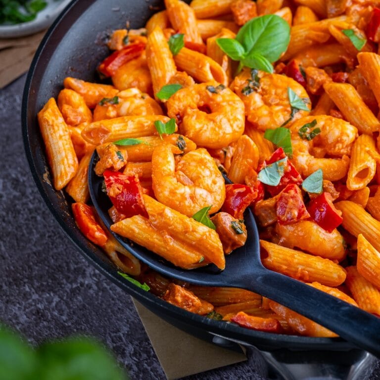Easy Chorizo and Prawn Pasta - Easy Peasy Foodie