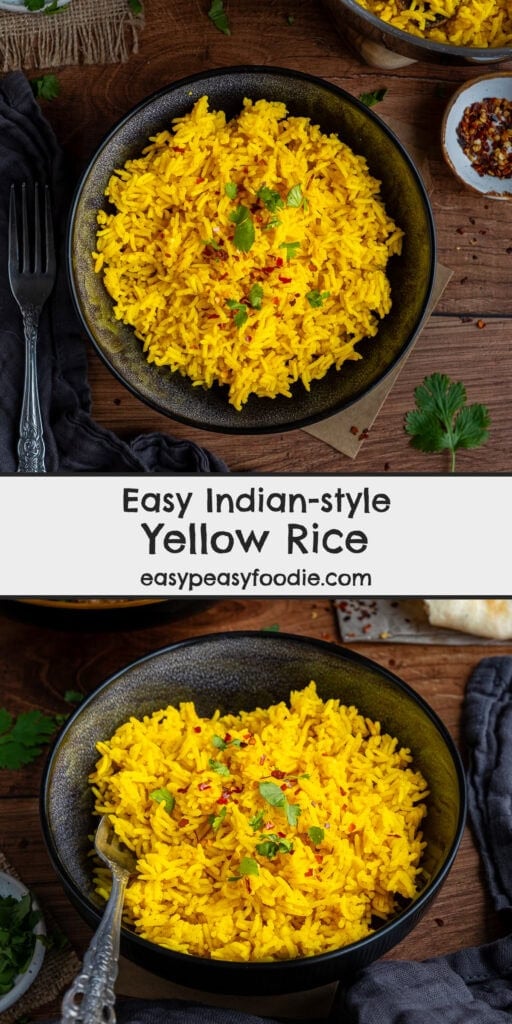 Easy Indian-style Yellow Rice (Turmeric Rice) - Easy Peasy Foodie