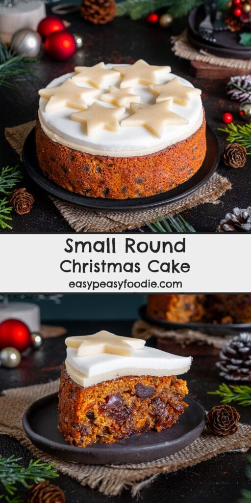 Small Round Christmas Cake (6 Inch Tin) - Easy Peasy Foodie