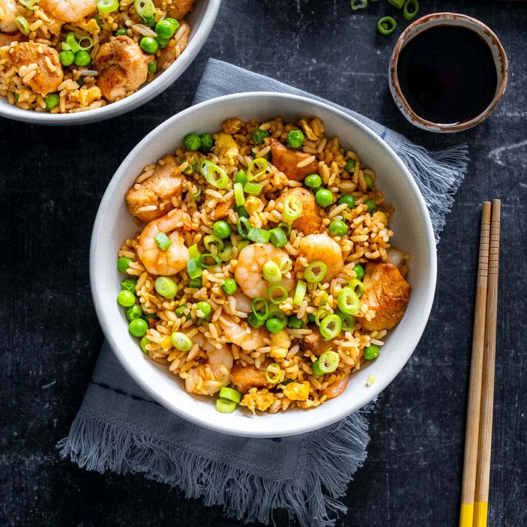 Chicken and Prawn Fried Rice - Easy Peasy Foodie